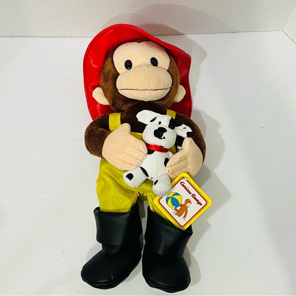 Toys | Russ Berrie And Co Curious George 41 Fireman 13 Plush Boots Hat ...